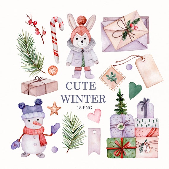 Watercolor Winter Clipart. Christmas Clipart. Christmas Mail - Etsy