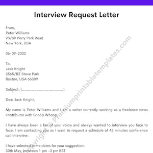 Request Letter for Interview Template pack of 3 - Etsy