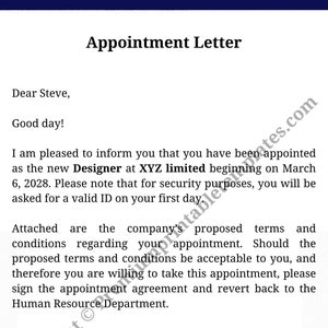 Printable Appointment Letter Template in PDF and Word Canva Template - Etsy