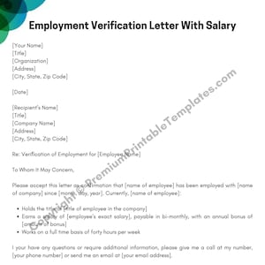 Employment Verification Letter With Salary pack of 5 - Etsy