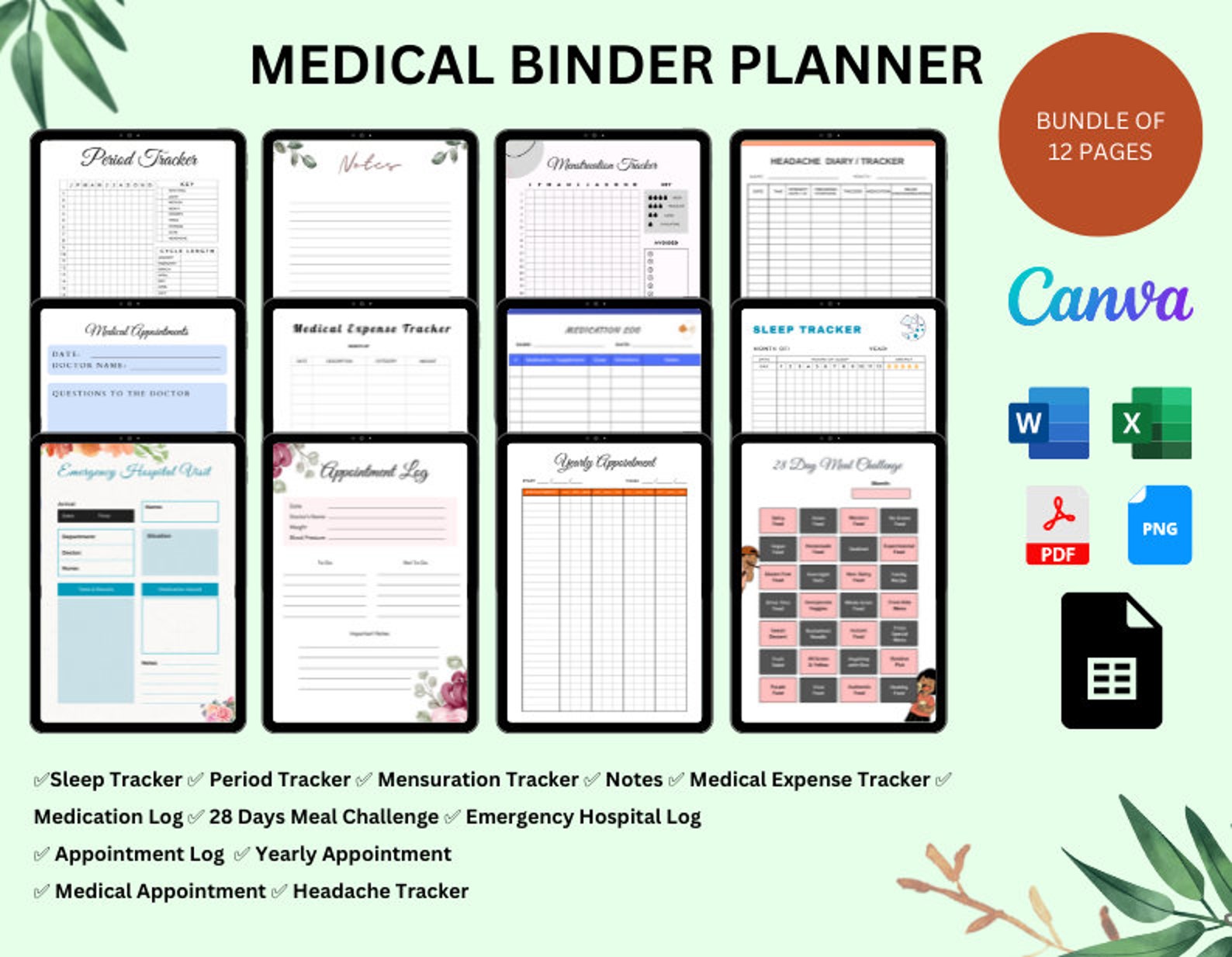 Printable Medical Planner Bundle Medical Journal Medication - Etsy