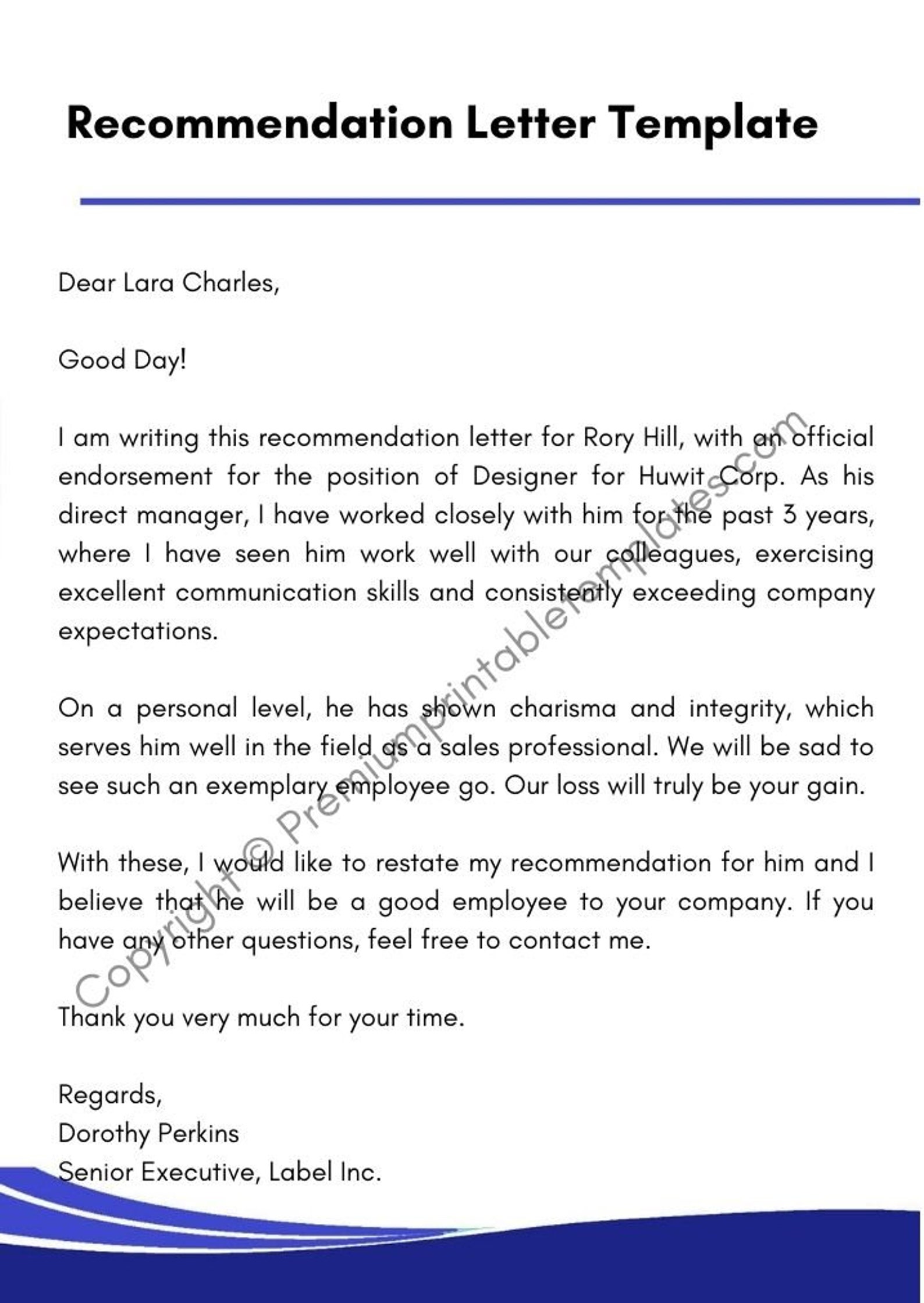 Sample Recommendation Letter Template-pdf, Word pack of 5 - Etsy