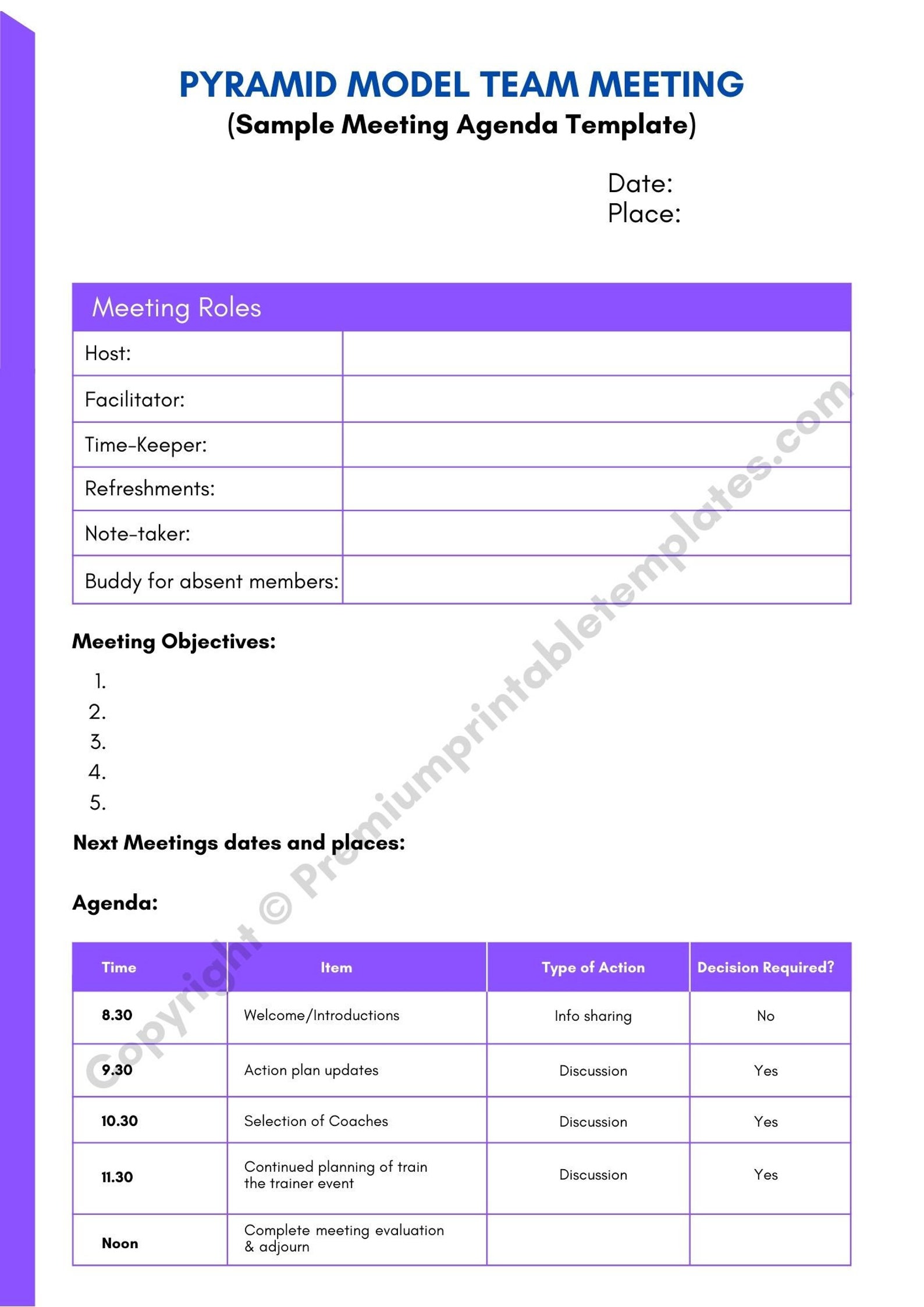 Pyramid Model Team Meeting Template PDF & Word Canva Template - Etsy