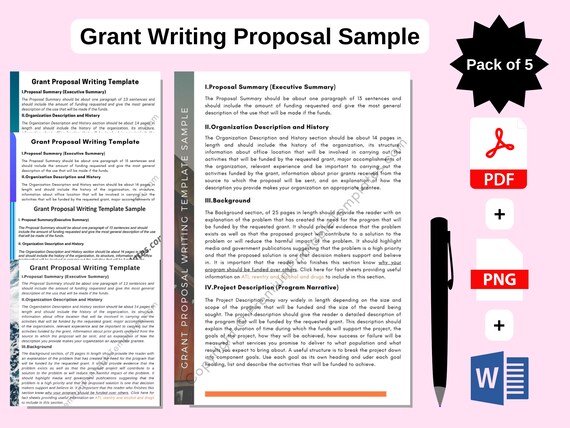 Grant Writing Proposal Sample pack of 5 - Etsy