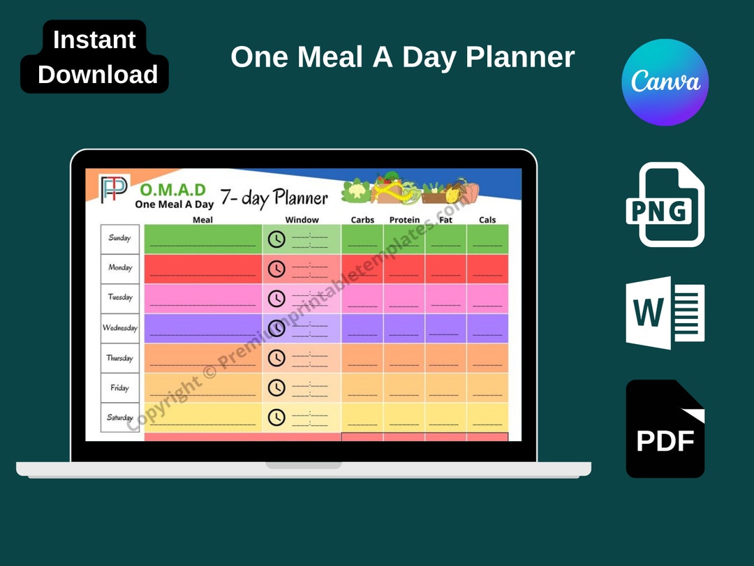 OMAD: One Meal A Day Planner7-day Weekly Calendar Menu Canva - Etsy