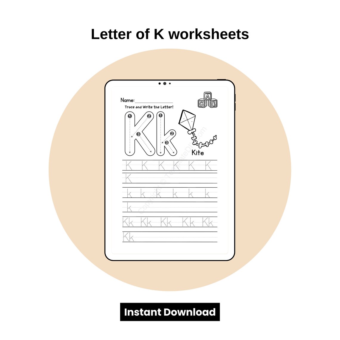 Letter K Worksheets Blank Printable Template in PDF & Word - Etsy