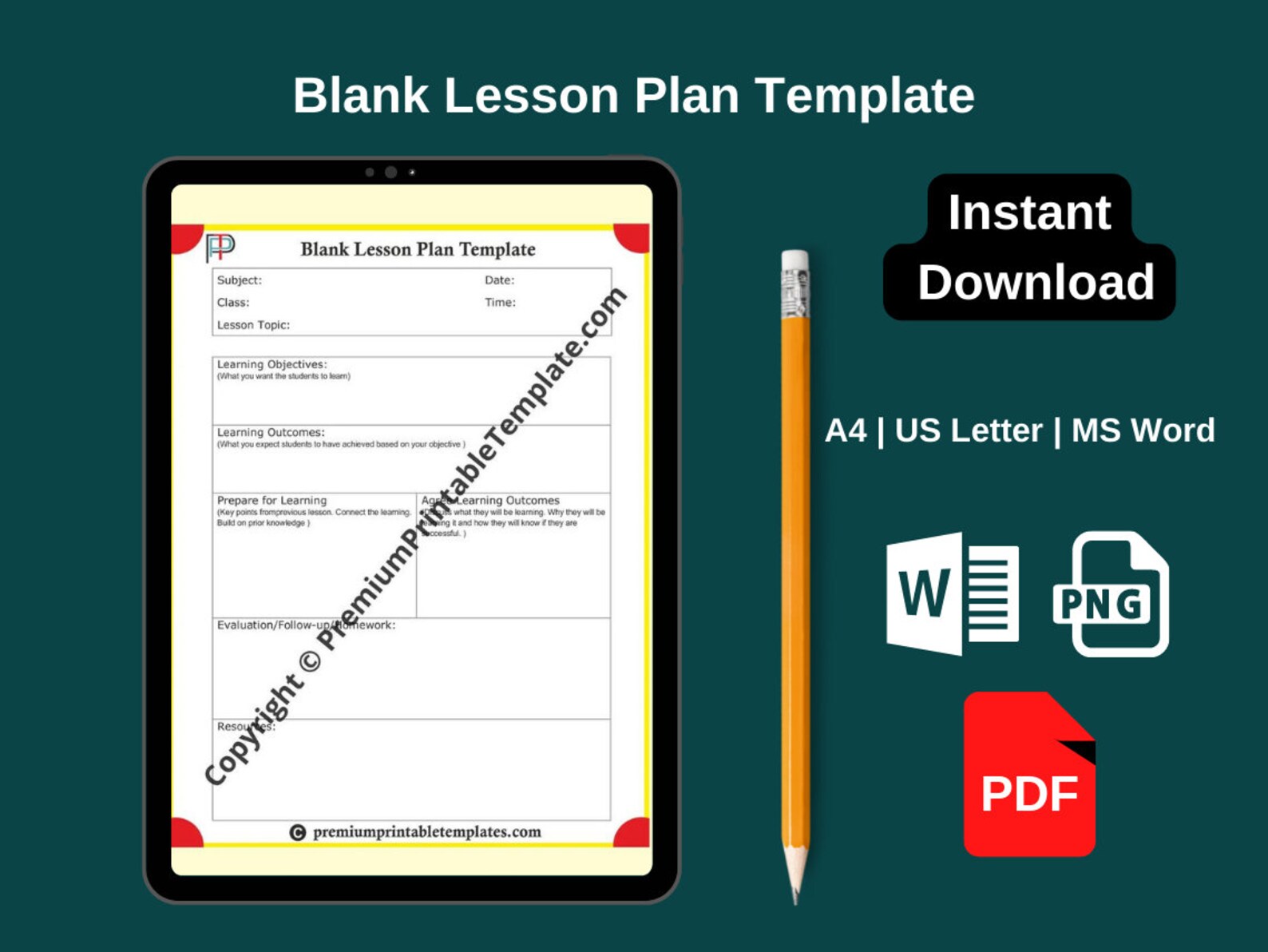 Blank Lesson Plan Template - Etsy