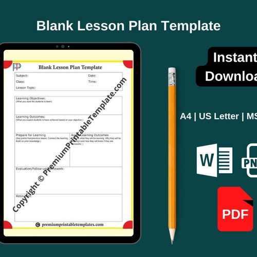 Lesson Plan Template EDITABLE - Etsy