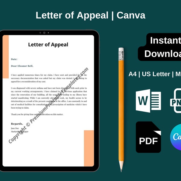 Appeal Letter Template - Etsy