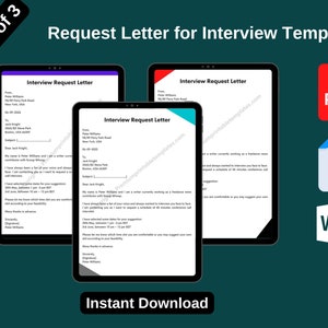 Request Letter for Interview Template pack of 3 - Etsy