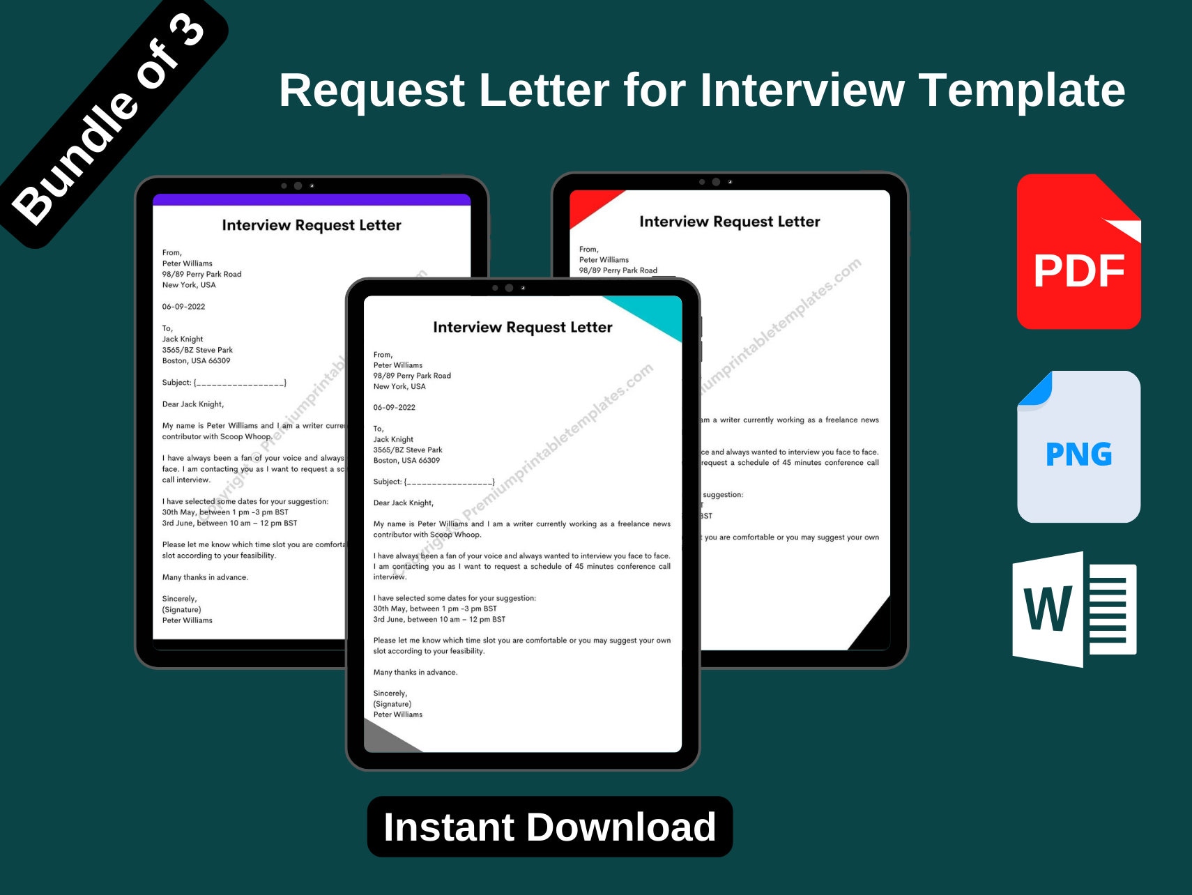 Request Letter for Interview Template pack of 3 - Etsy