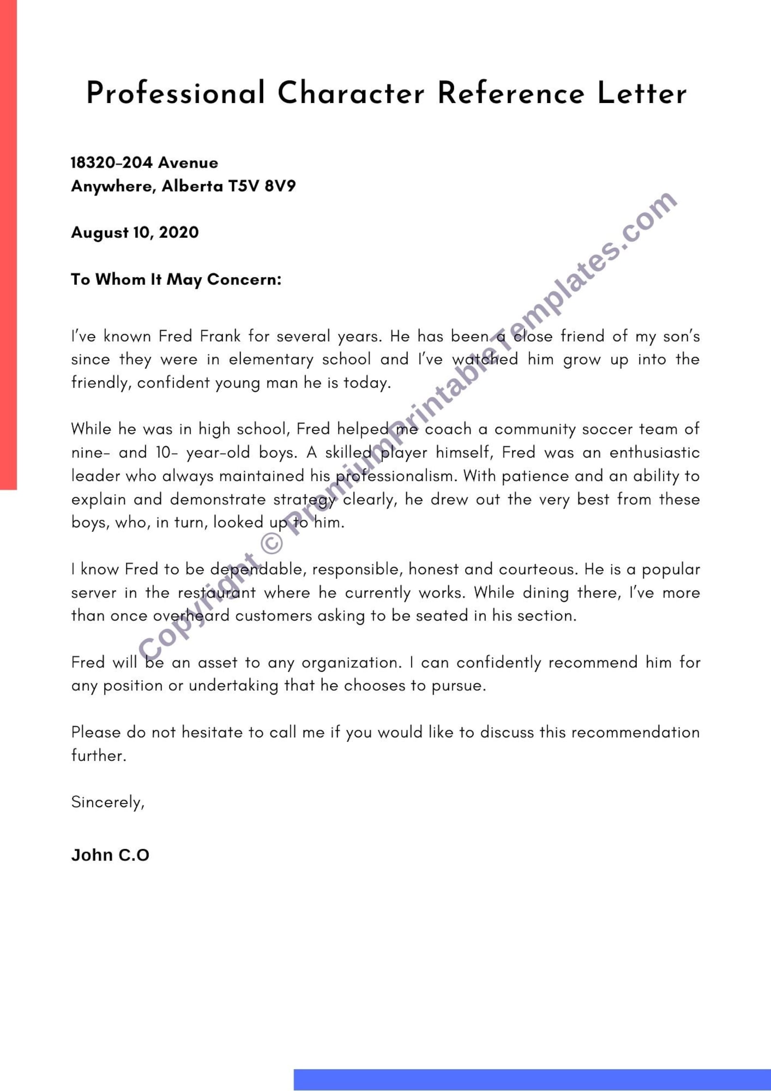 Professional Character Reference Letter PDF & Word pack of 5 - Etsy UK