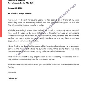 Professional Character Reference Letter PDF & Word pack of 5 - Etsy UK