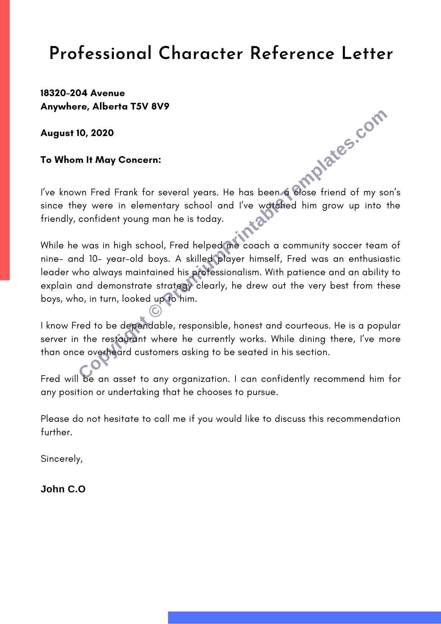 Professional Character Reference Letter PDF & Word pack of 5 - Etsy UK