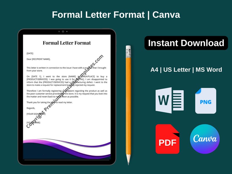 Formal Letter Format Editable PDF Canva Editable Template - Etsy Formal Letter Format Editable PDF Canva Editable Template - Etsy