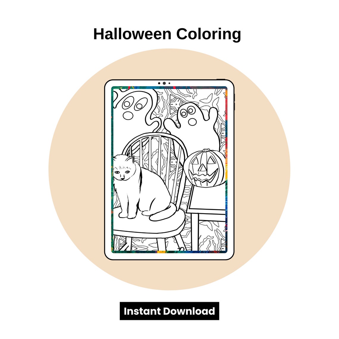 Halloween Coloring Pages for Teens Printable Template in PDF - Etsy