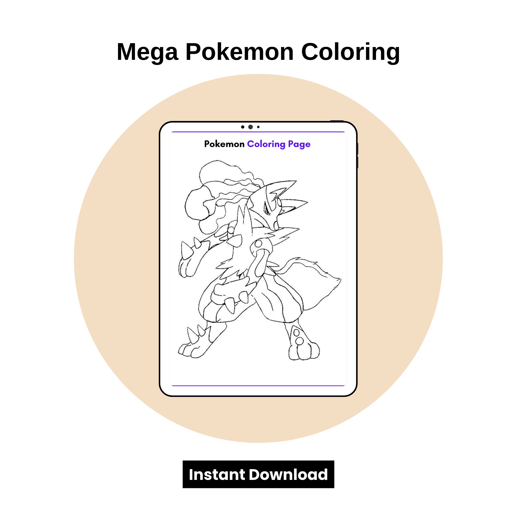 Printable Mega Pokemon Coloring Pages in PDF - Etsy