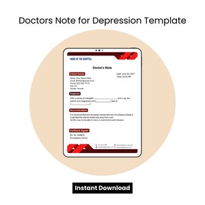 Doctors Note for Depression Template Printable in PDF & Word - Etsy
