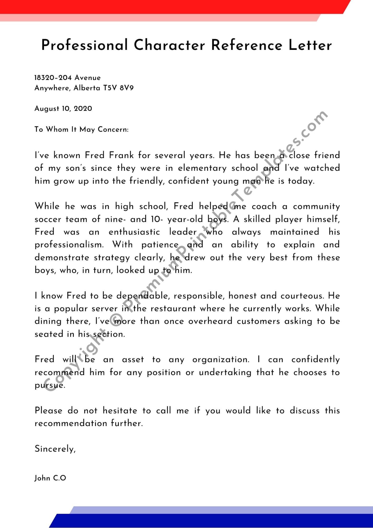 Professional Character Reference Letter PDF & Word pack of 5 - Etsy UK