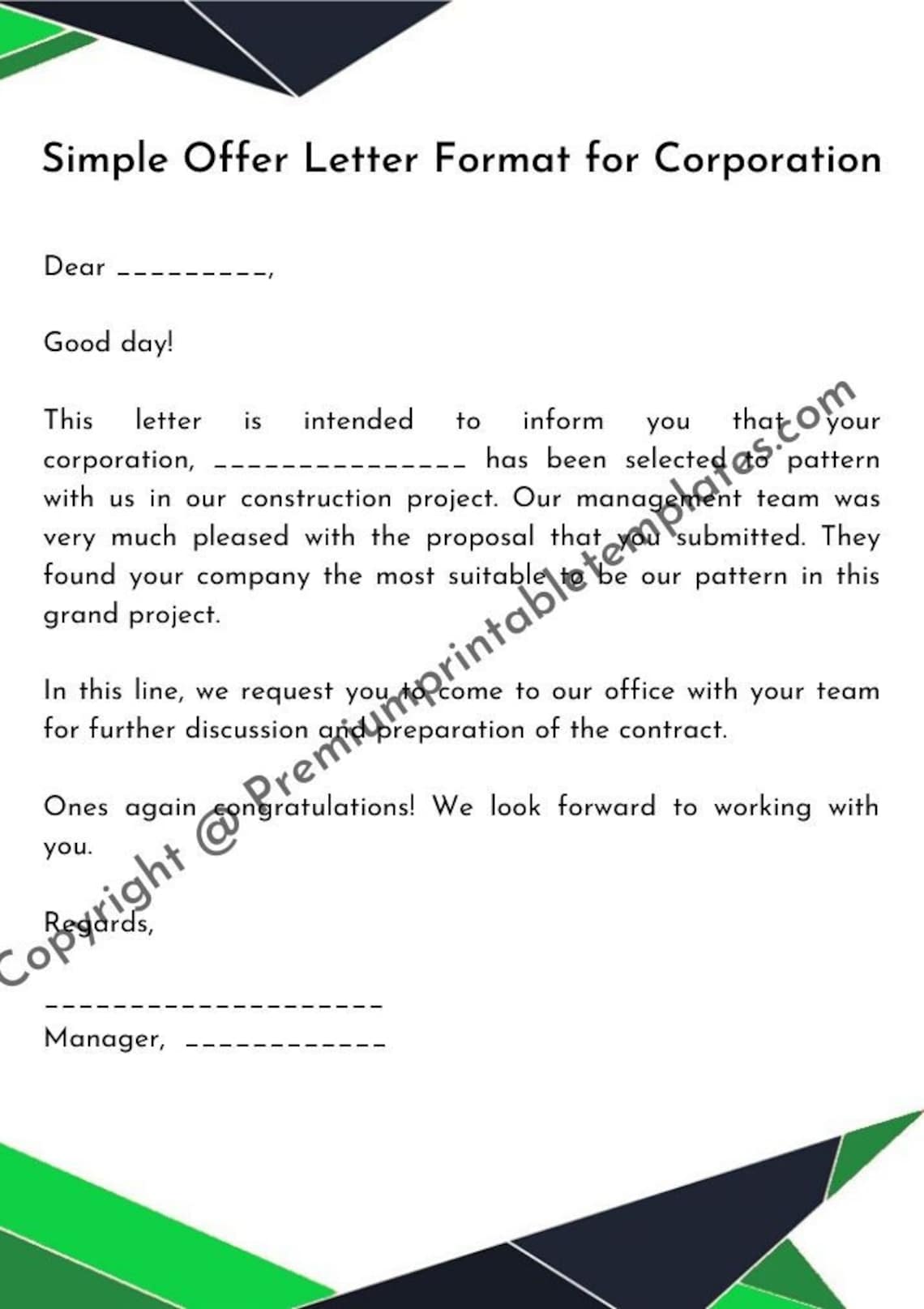 Simple Offer Letter Format for Corporation Canva Template - Etsy Simple Offer Letter Format for Corporation Canva Template - Etsy