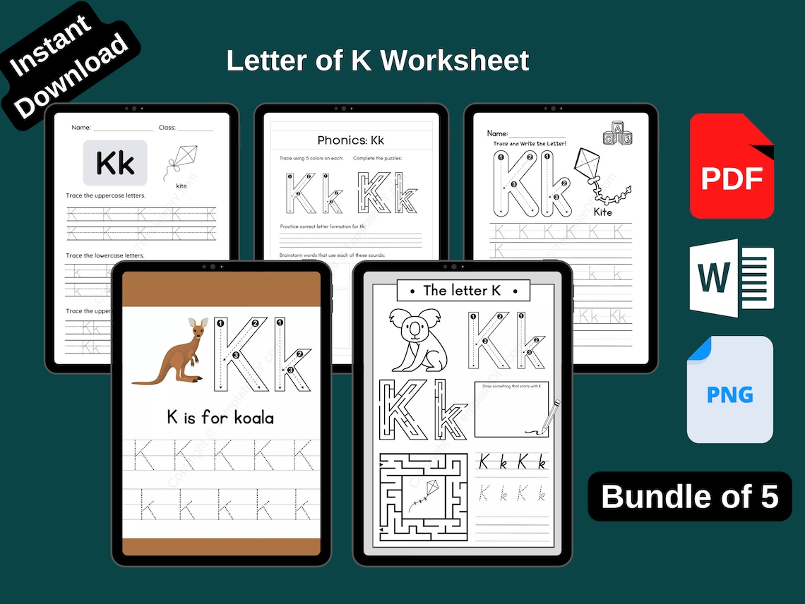 Letter K Worksheets Blank Printable Template in PDF & Word - Etsy
