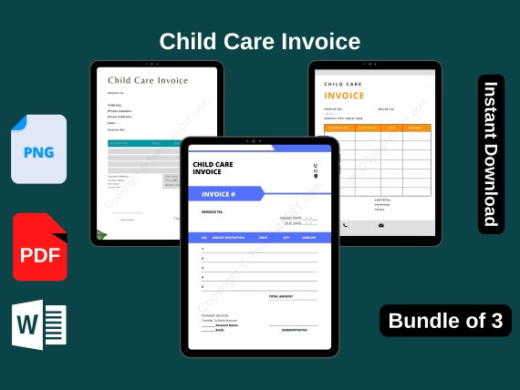 Child Care Invoice Printable Template in PDF & Word - Etsy