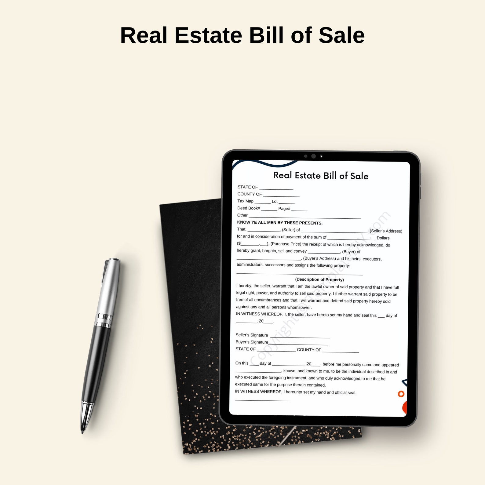 Real Estate Bill of Sale Form Template Blank Printable in PDF - Etsy