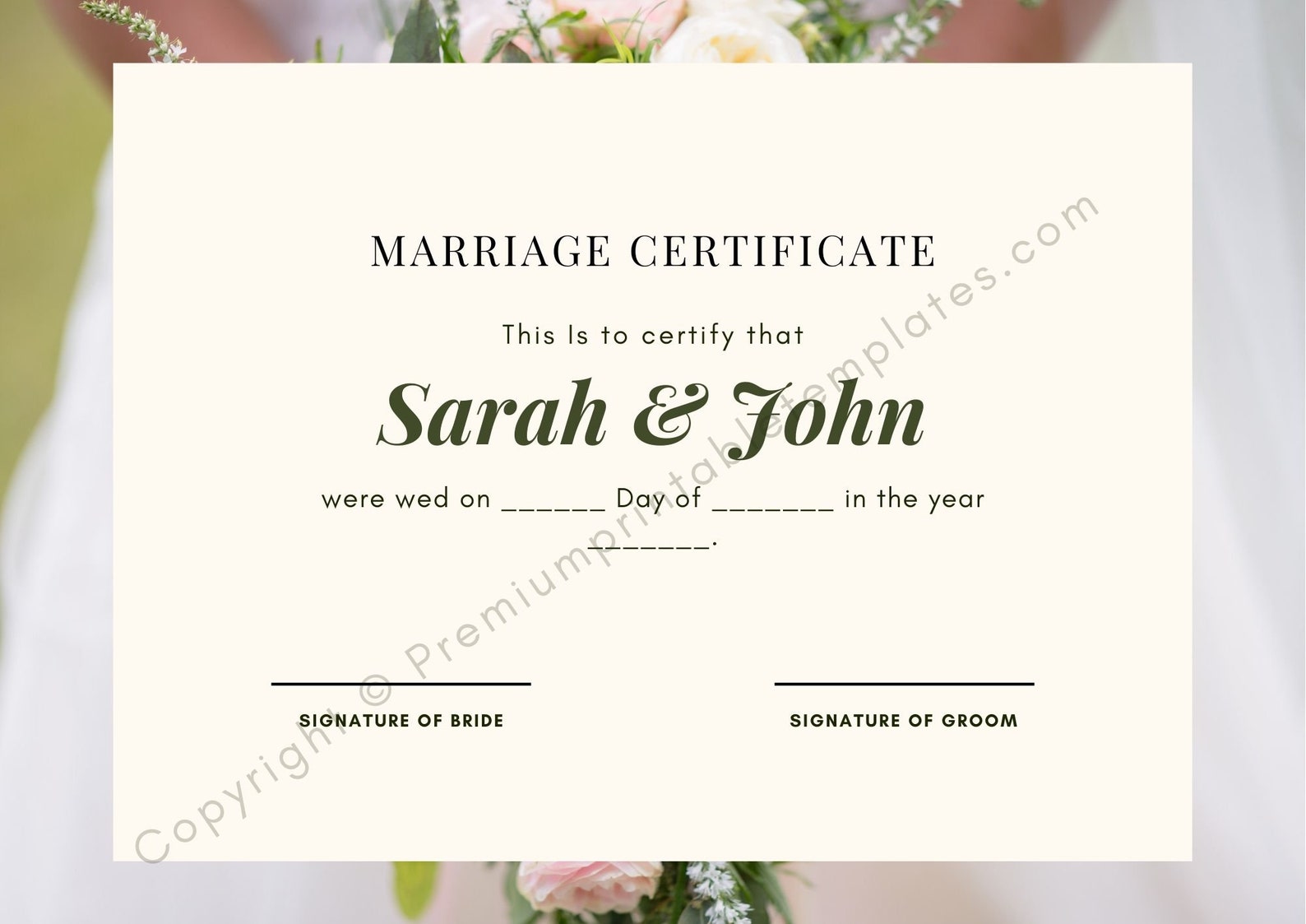 Certificat de mariage imprimable PDF & Editable Word Pack de | Etsy