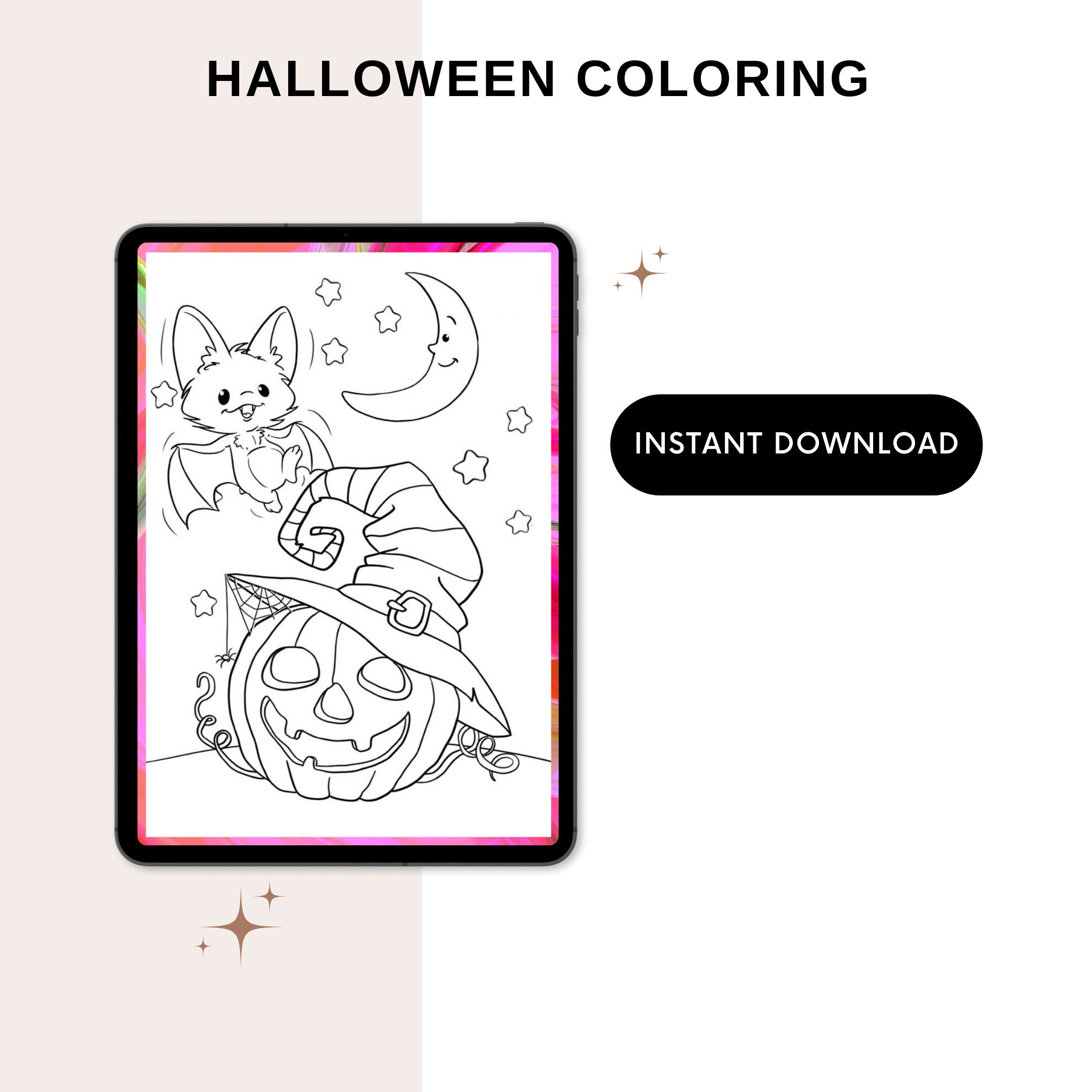 Halloween Coloring Pages for Teens Printable Template in PDF - Etsy