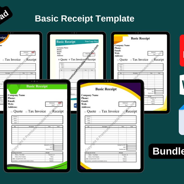 Basic Receipt Template - Etsy