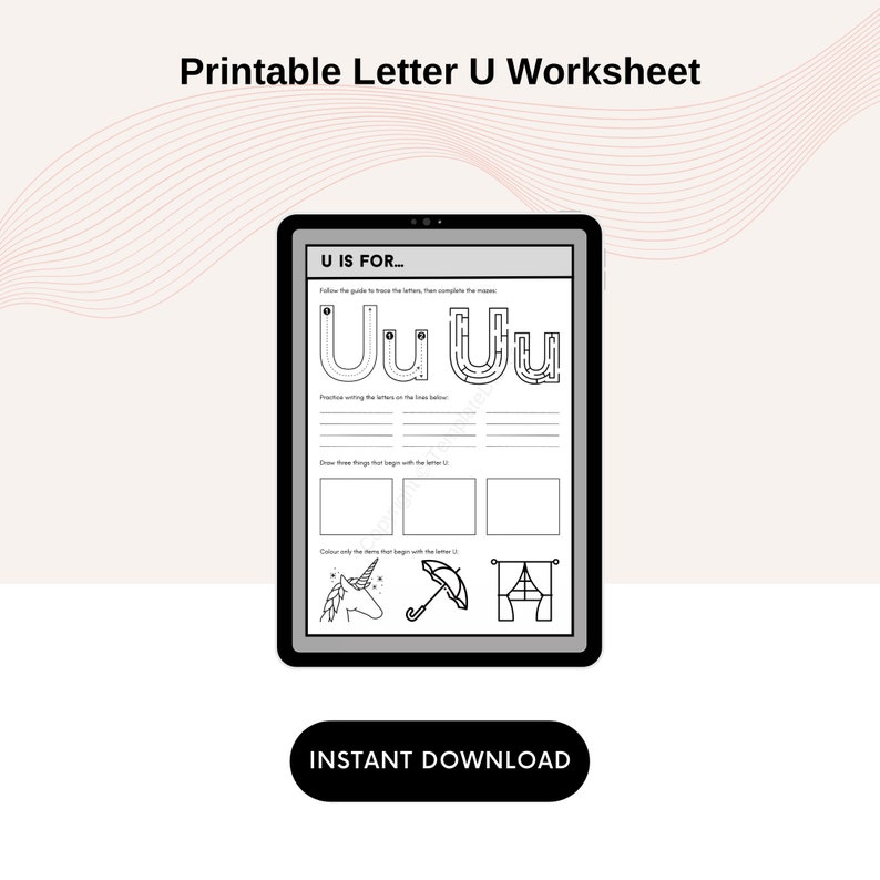 Letter U Worksheets Blank Printable Template in PDF & Word - Etsy