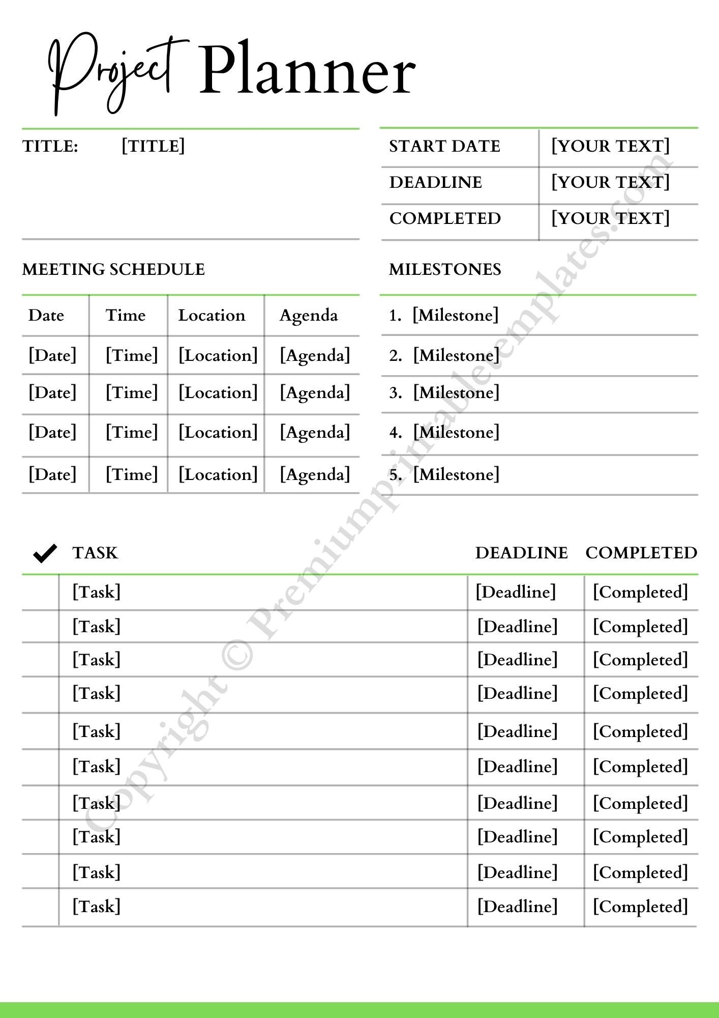 Project Planner Printable Template PDF, Task List Organizer, Work ...