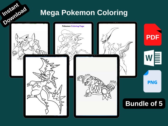 Printable Mega Pokemon Coloring Pages in PDF - Etsy
