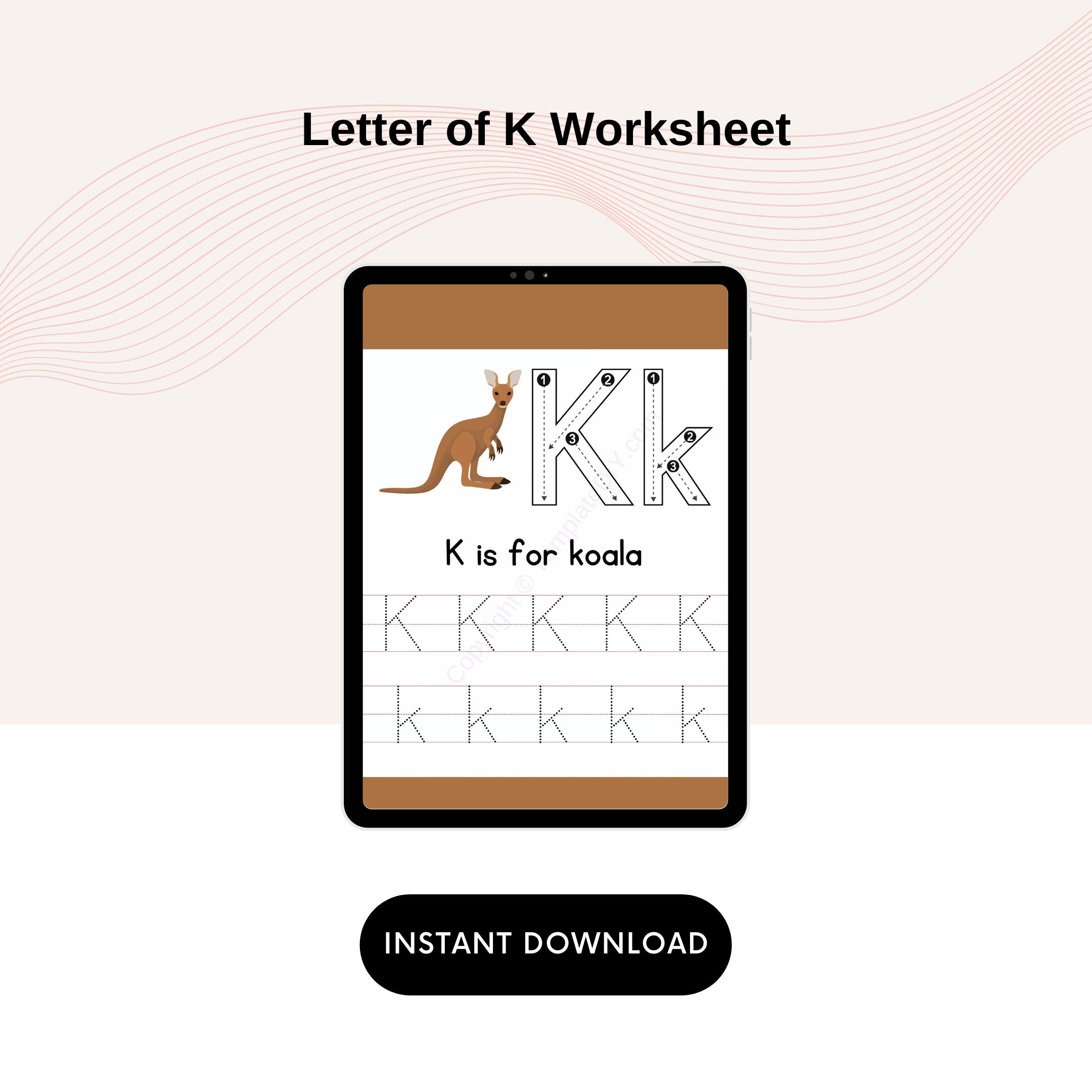 Letter K Worksheets Blank Printable Template in PDF & Word - Etsy