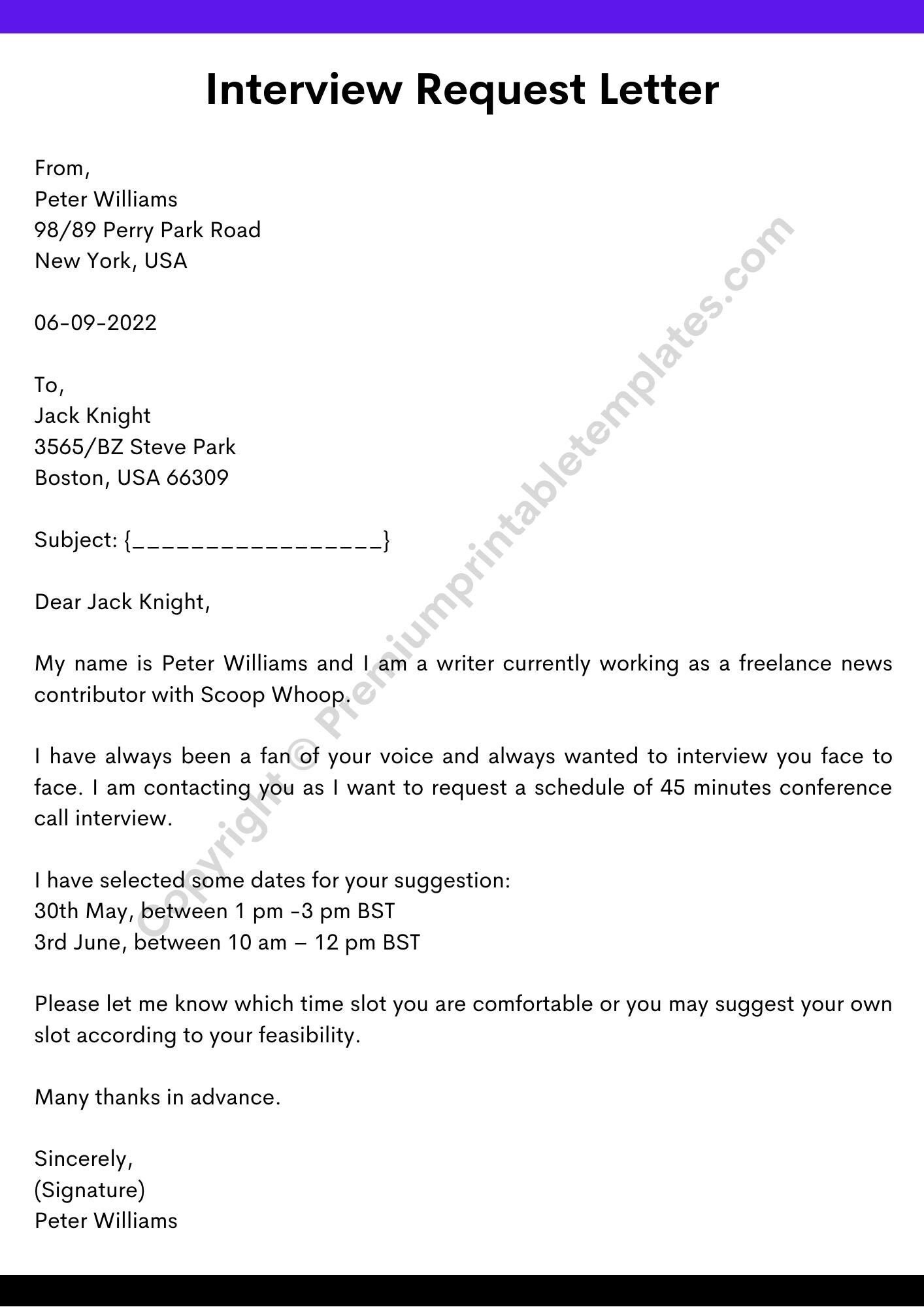 Request Letter for Interview Template pack of 3 - Etsy