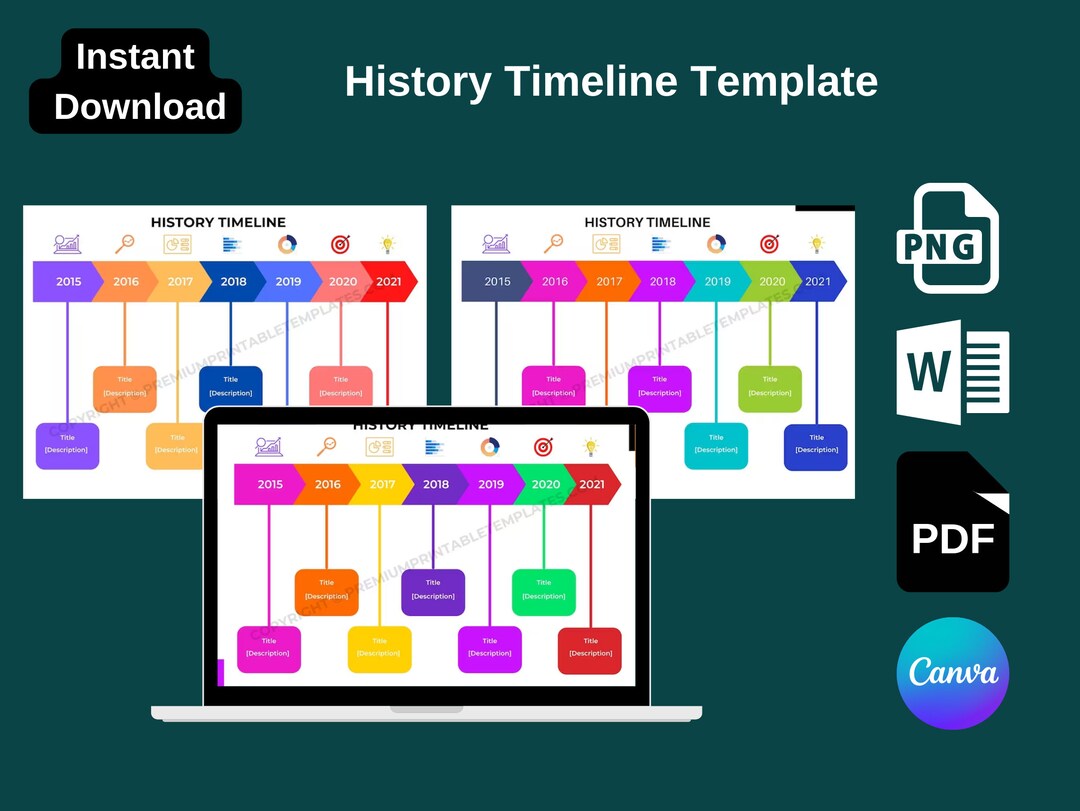 Printable History Timeline Template pack of 3 - Etsy