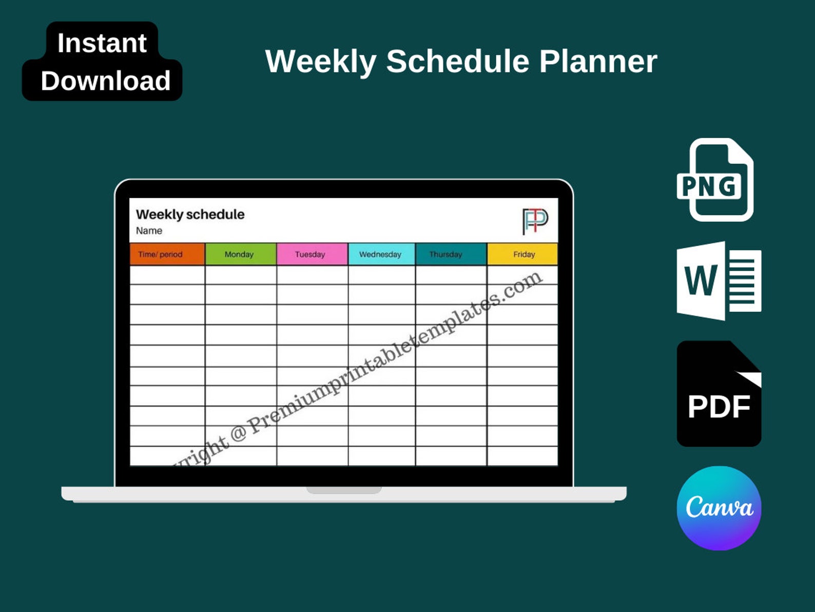 Printable Weekly Schedule Planner Editable & Printable Canva Template ...