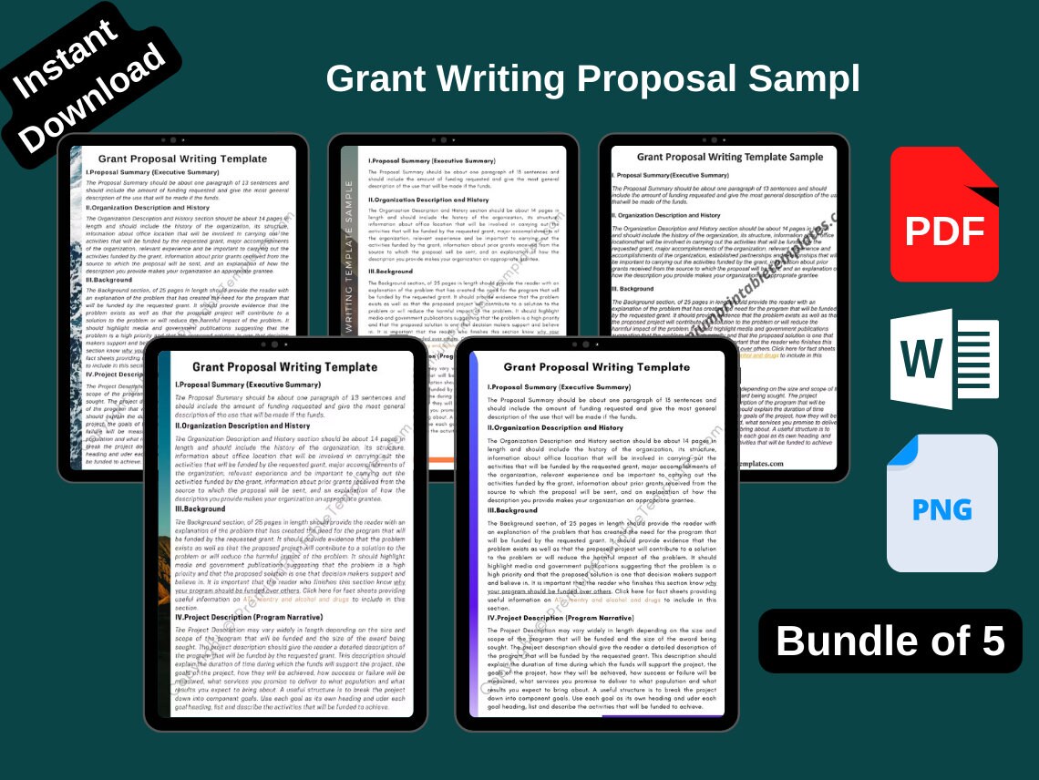 Grant Writing Proposal Sample pack of 5 - Etsy