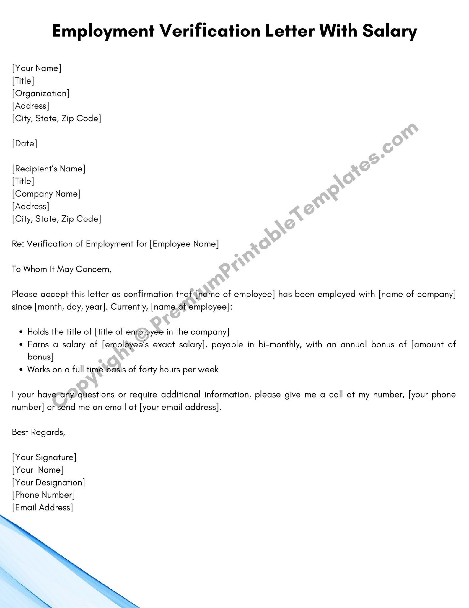 employment-verification-letter-with-salary-pack-of-5-etsy