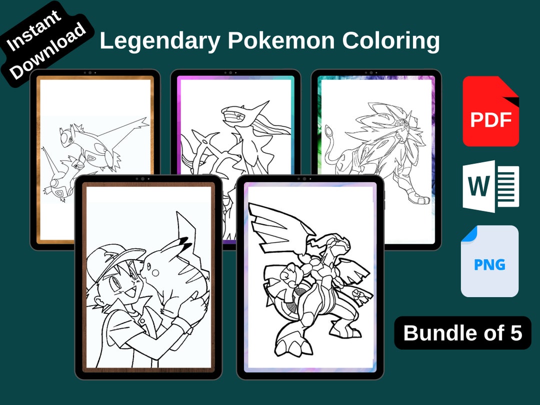 Printable Legendary Pokemon Coloring Pages in PDF - Etsy
