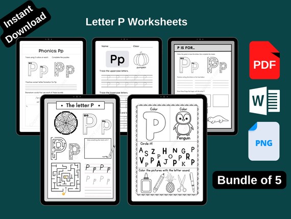 Letter P Worksheets Blank Printable Template in PDF & Word - Etsy