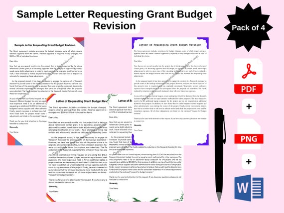 Sample Letter Requesting Grant Budget Revision pack of 4 - Etsy