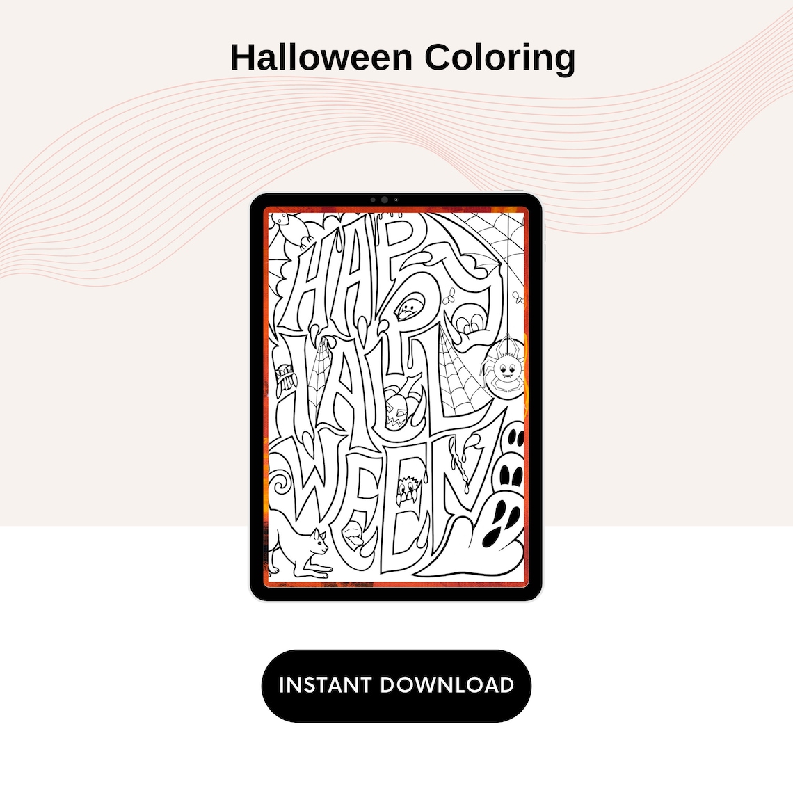 Halloween Coloring Pages for Teens Printable Template in PDF - Etsy
