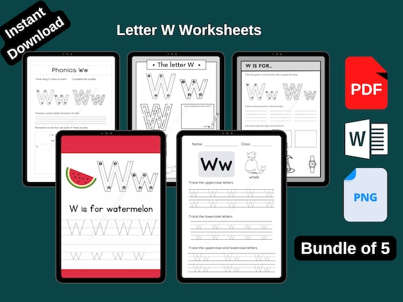 Letter W Worksheets Blank Printable Template in PDF & Word - Etsy