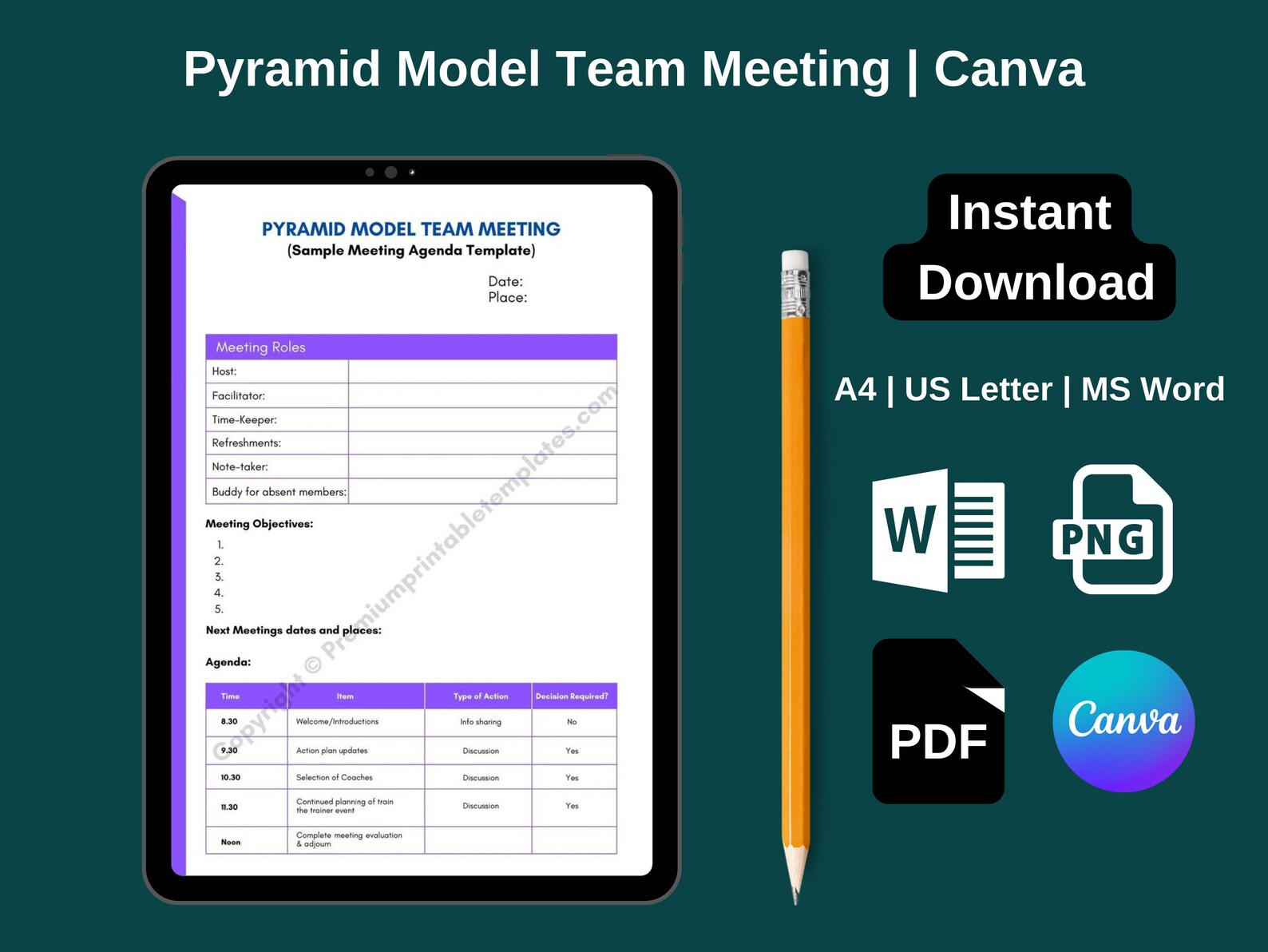 Pyramid Model Team Meeting Template PDF & Word Canva Template - Etsy