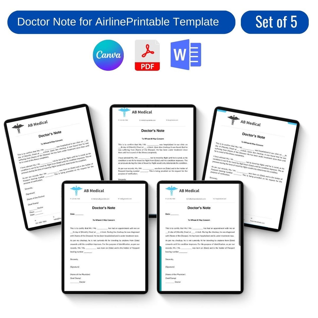 Modèle imprimable de note de médecin pour la compagnie - Etsy France