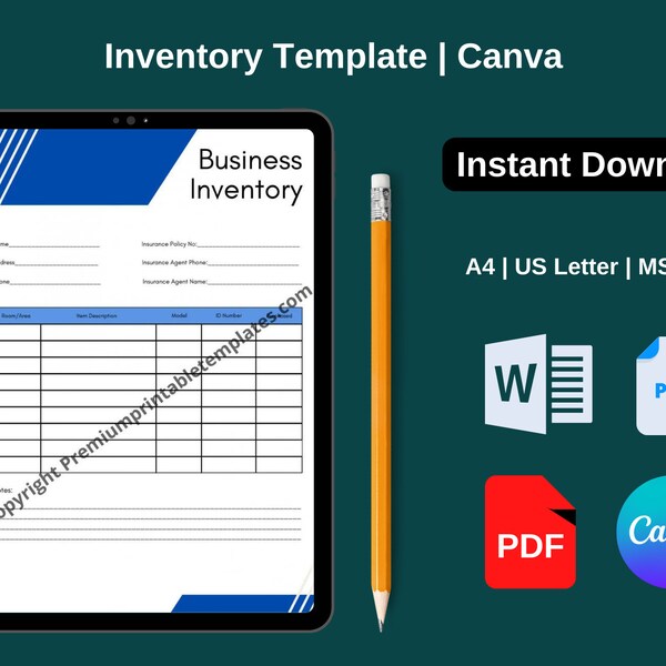 Canva Inventory Template - Etsy