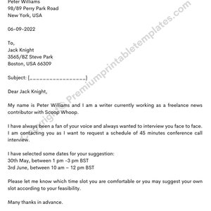 Request Letter for Interview Template pack of 3 - Etsy