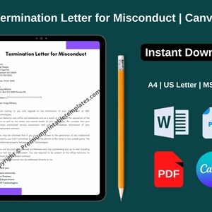 Sample Termination Letter for Misconduct Editable Canva Template - Etsy