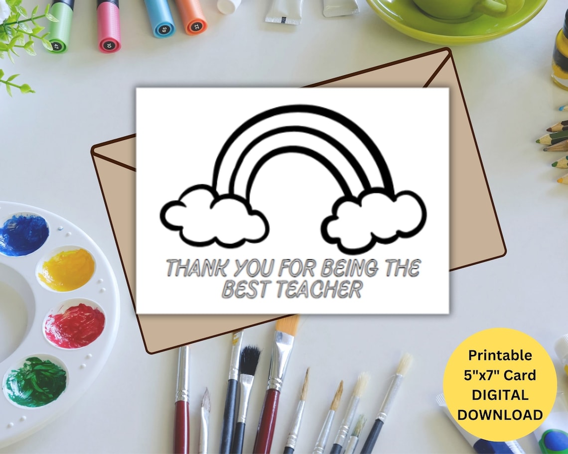 Printable Thank You Card Bundle, Color-by You Teacher Theme - Etsy